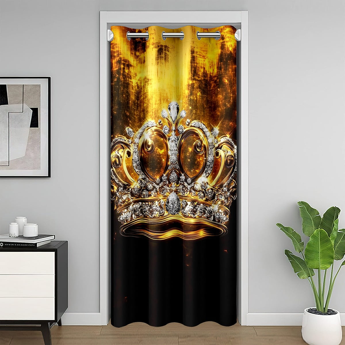 Diamond Crown Print Blackout Curtain Closet Decor,Princess King Theme ...
