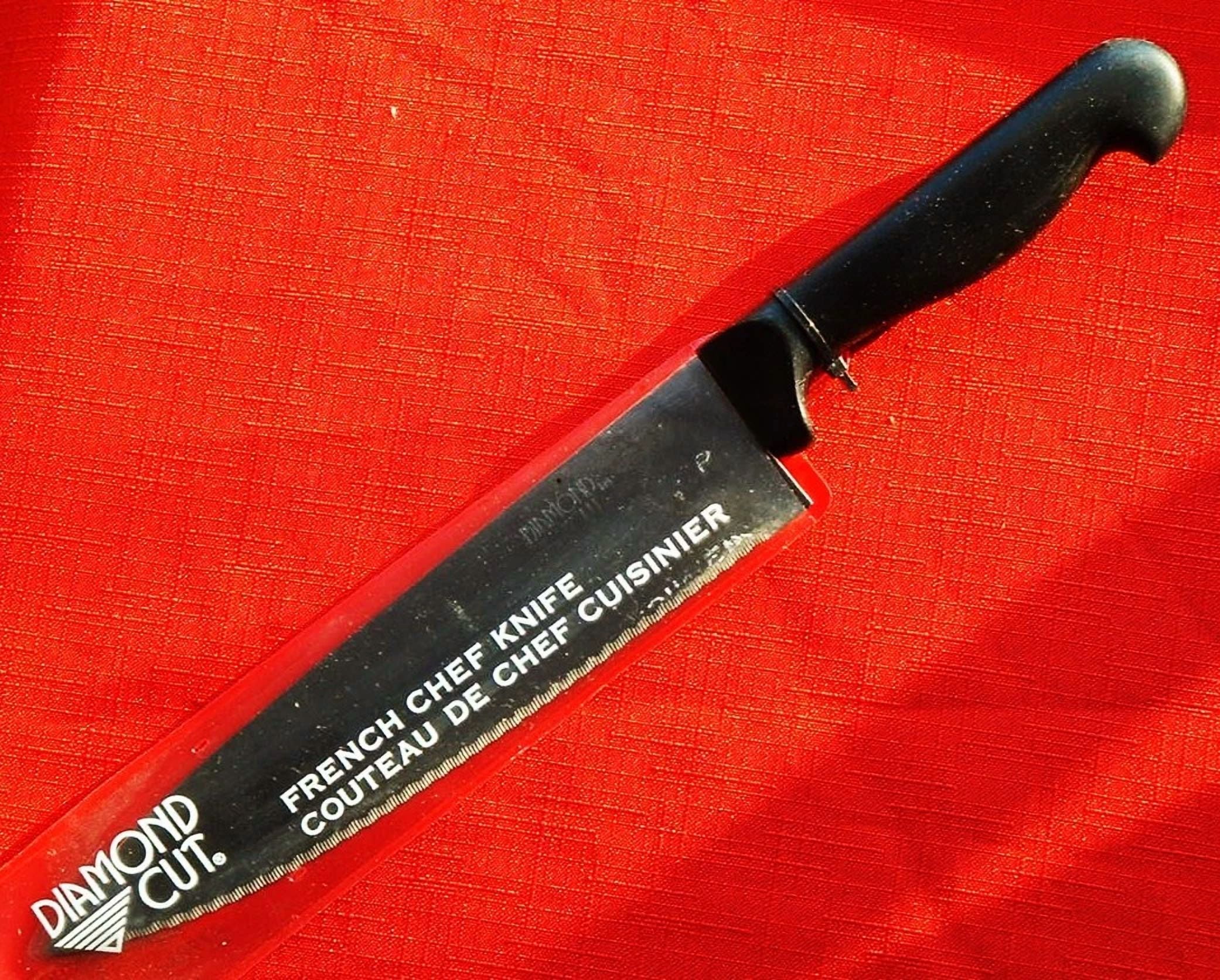 Diamond Cut Black Handle French Chef Knife 8 Surgical Stainless Steel ...