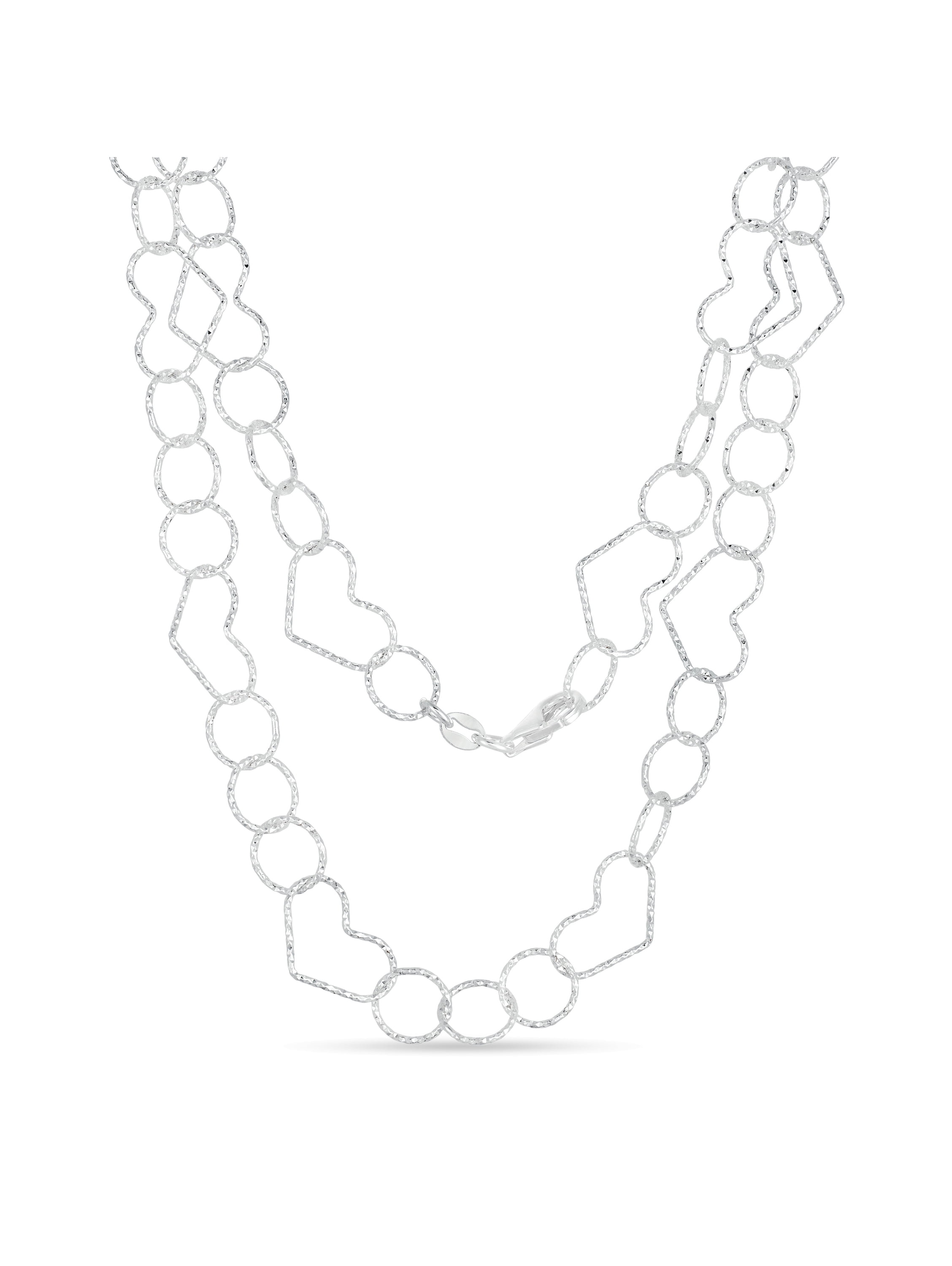 Diamond Cut Heart Link Chain in Sterling Silver, 18" - Walmart.com