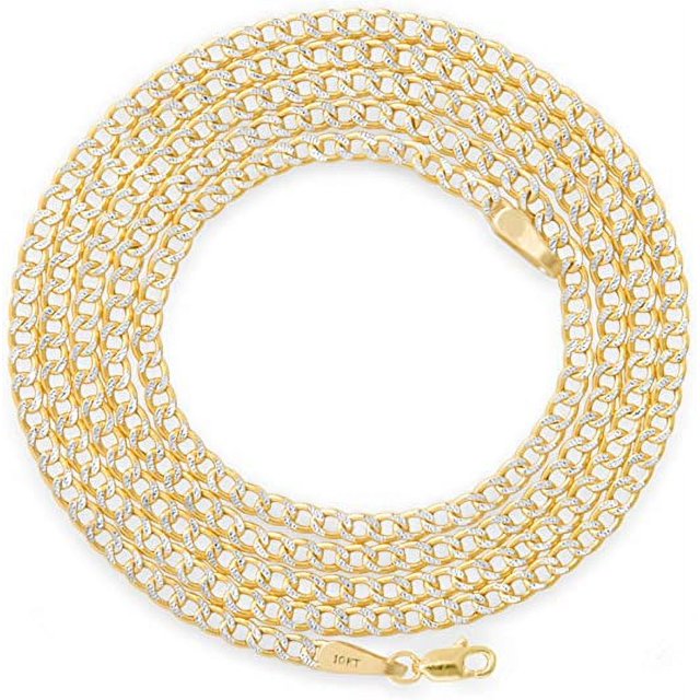 Diamond Cut Hollow Curb Cuban Link Chain 10K Yellow Gold 2MM 16"-26 ...