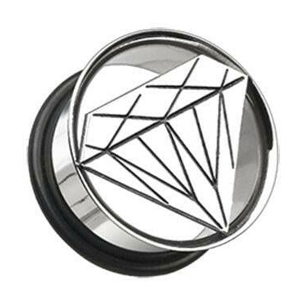 Diamond Cut Hollow Steel Single Flared Ear Gauge Plug Earrings ...