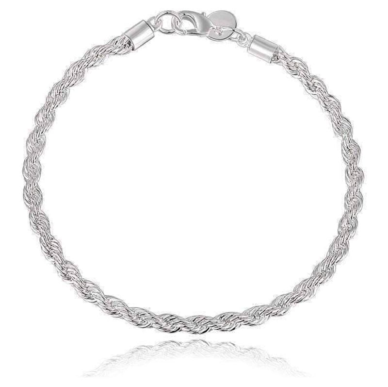 Diamond Cut Rope Chain Silver Bracelet For Woman - Walmart.com