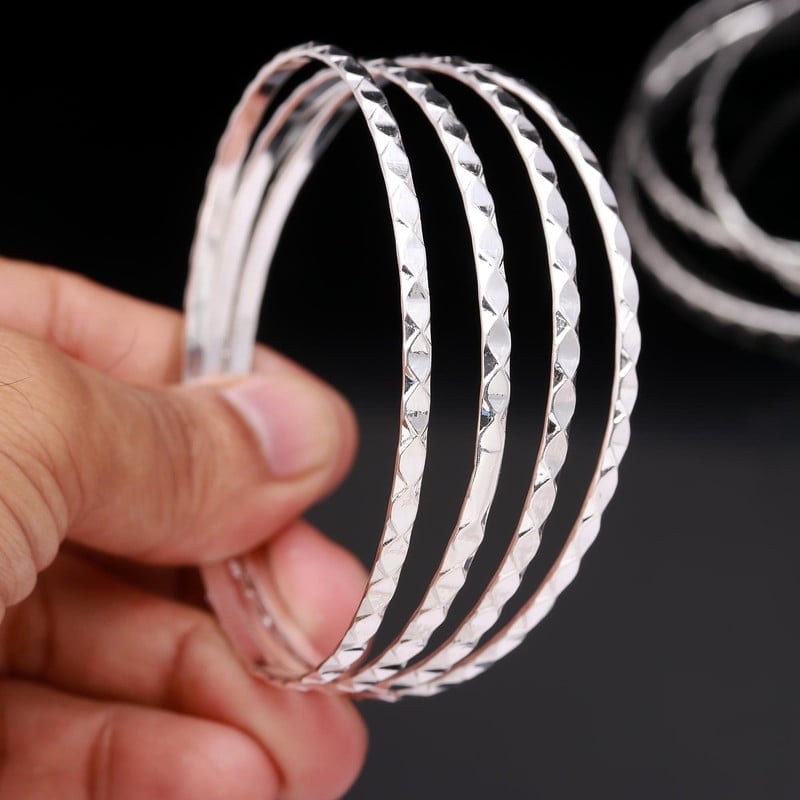 Diamond-Cut Silver Bangle - Walmart.com