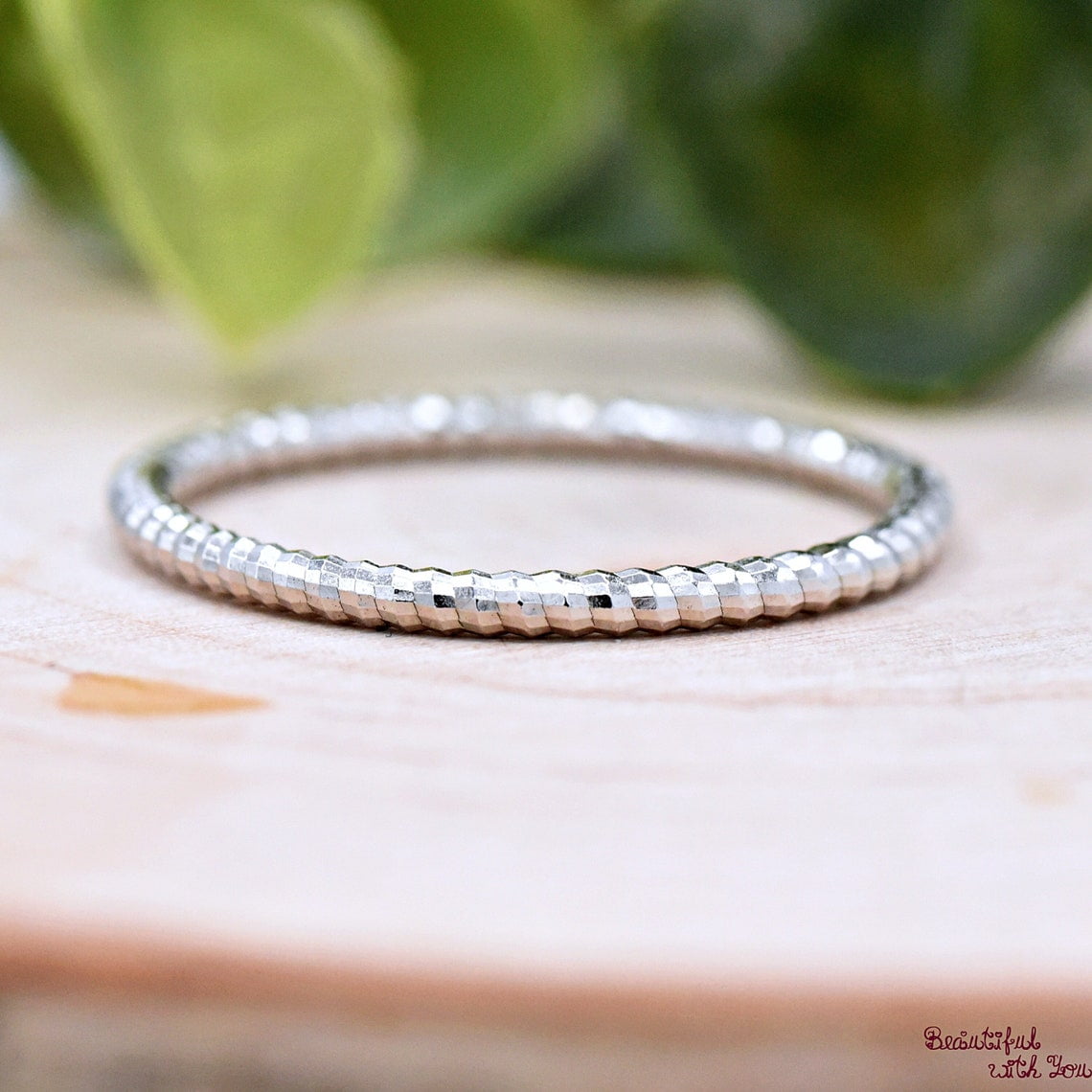 Diamond Cut Simple Band, Womens Wedding Ring, Engagement Promise Ring ...