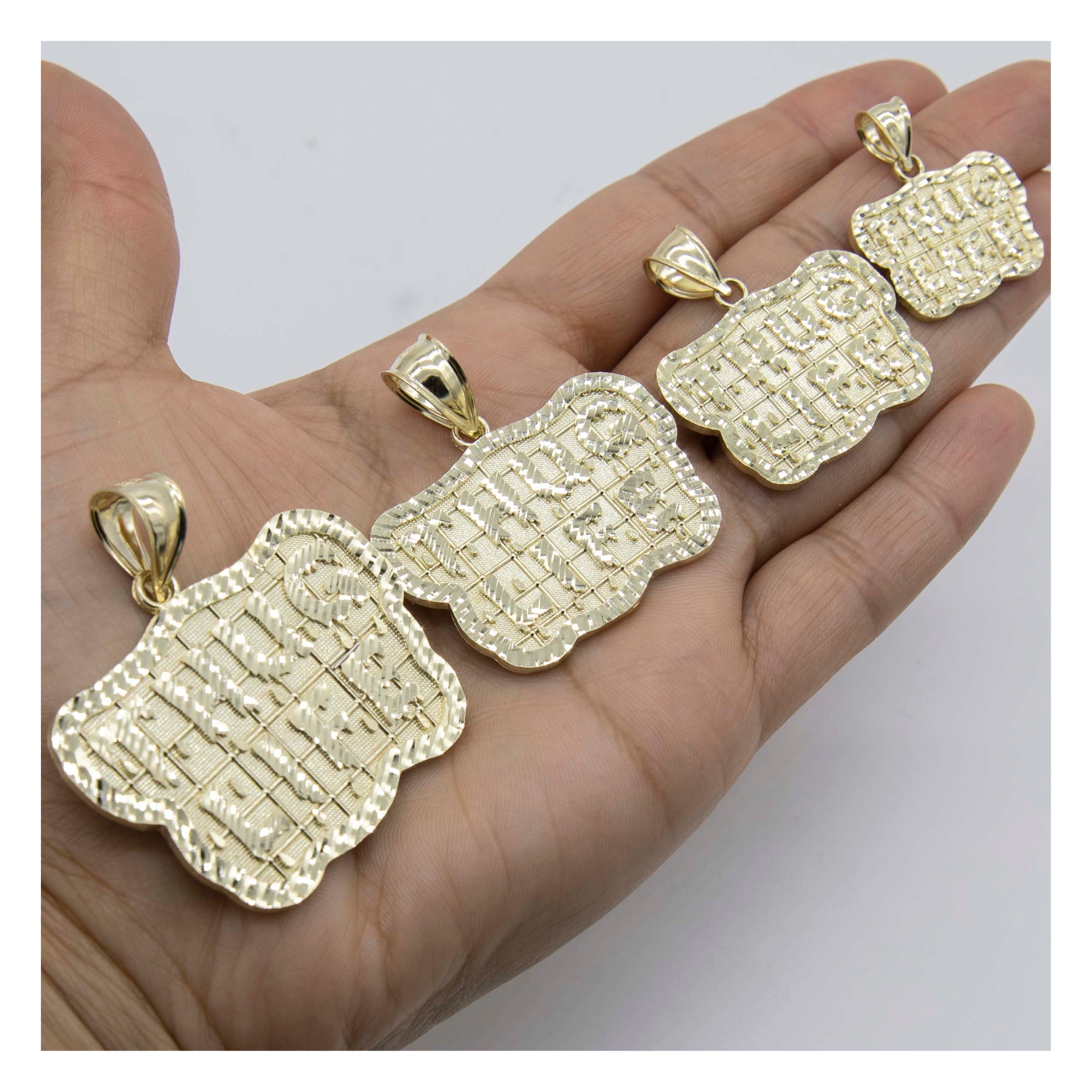 Diamond-Cut "Thug Life" Medallion Pendant Unisex Adult 10K Yellow Gold ...