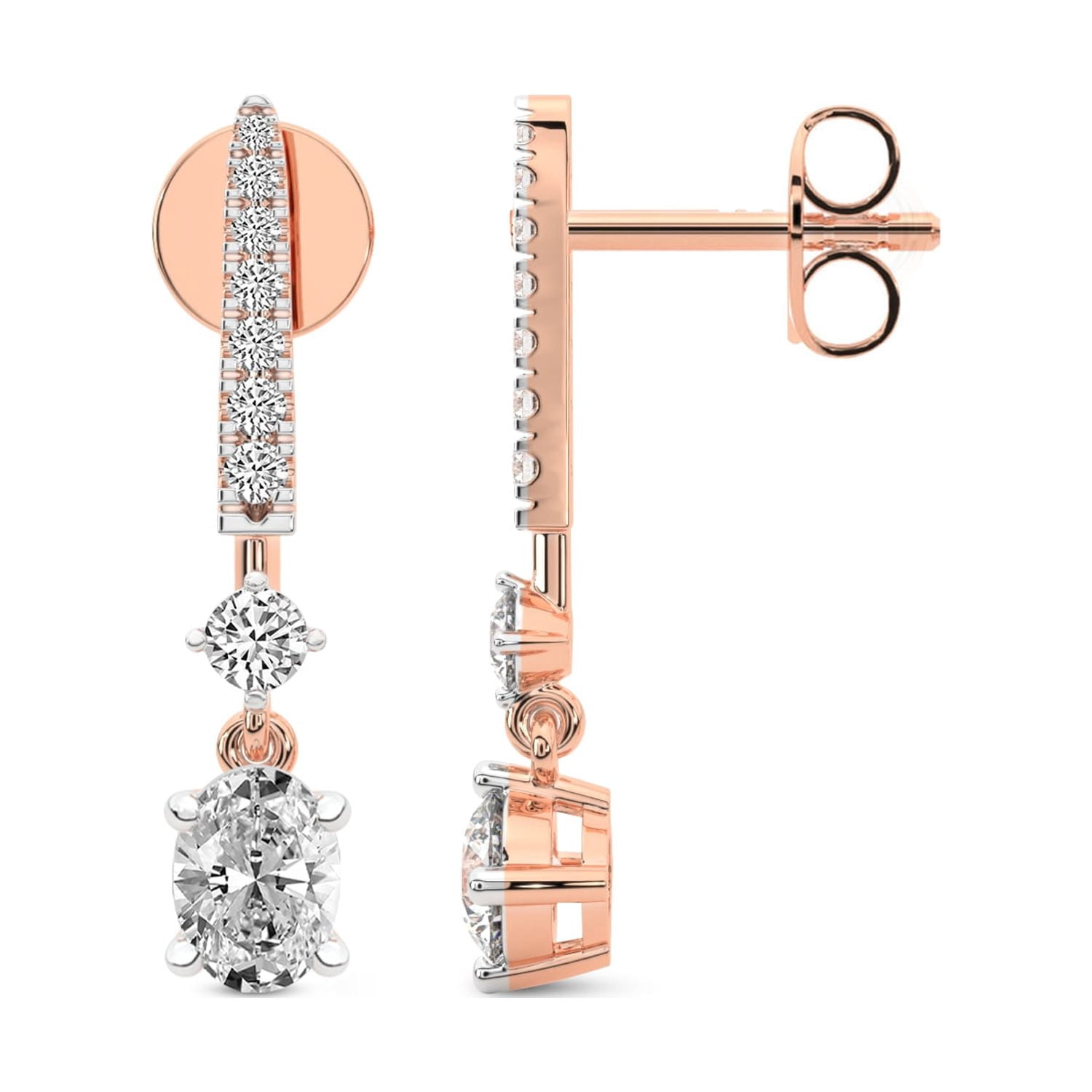 Diamond Dangle Earring | 1 Ct IGI Certified Oval Shape Lab Grown ...