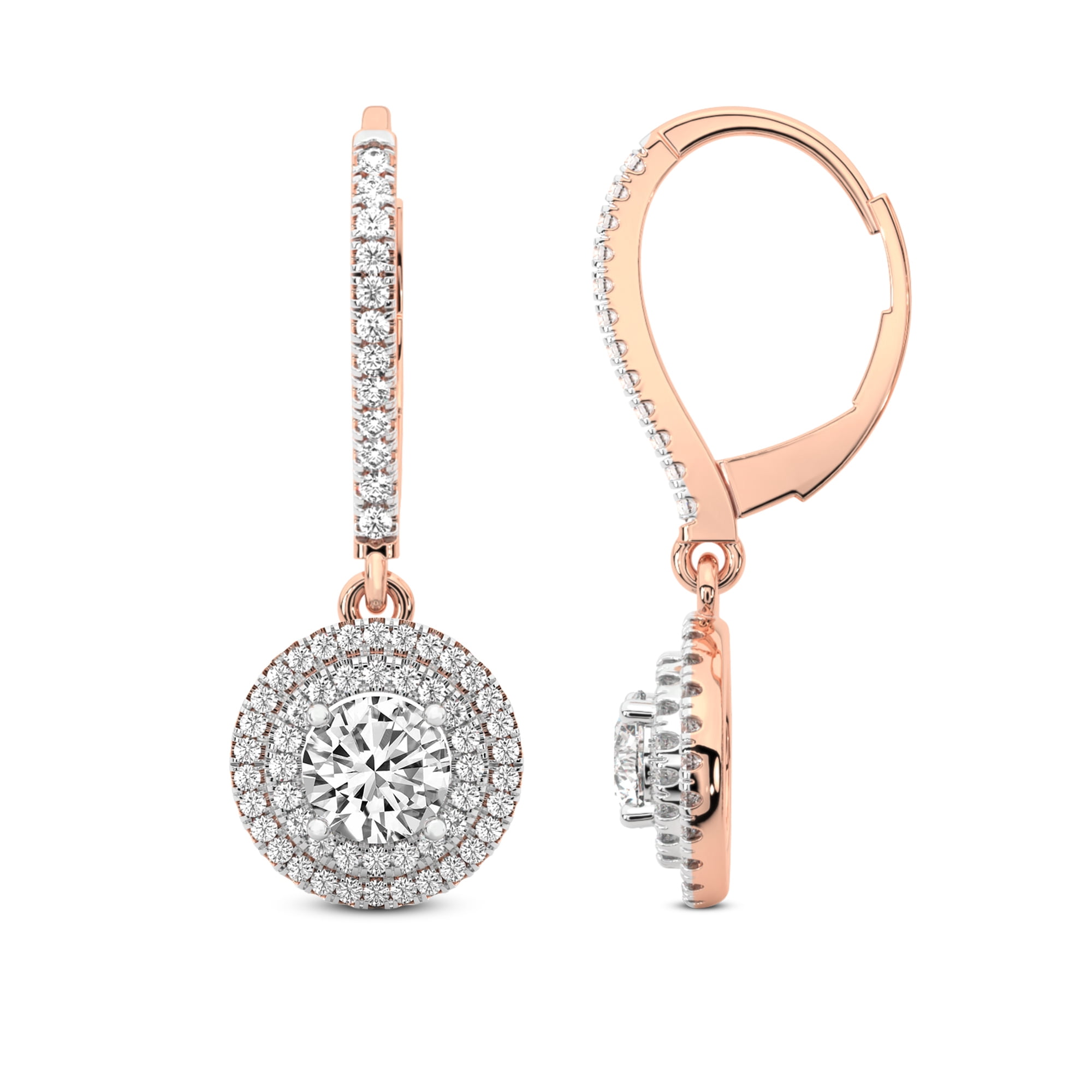 Diamond Dangle Earring | 10 Ct IGI Certified Round Shape Lab Grown ...
