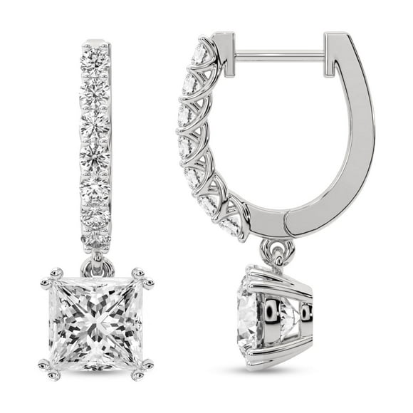 Princess Cut Diamond Earrings White Gold