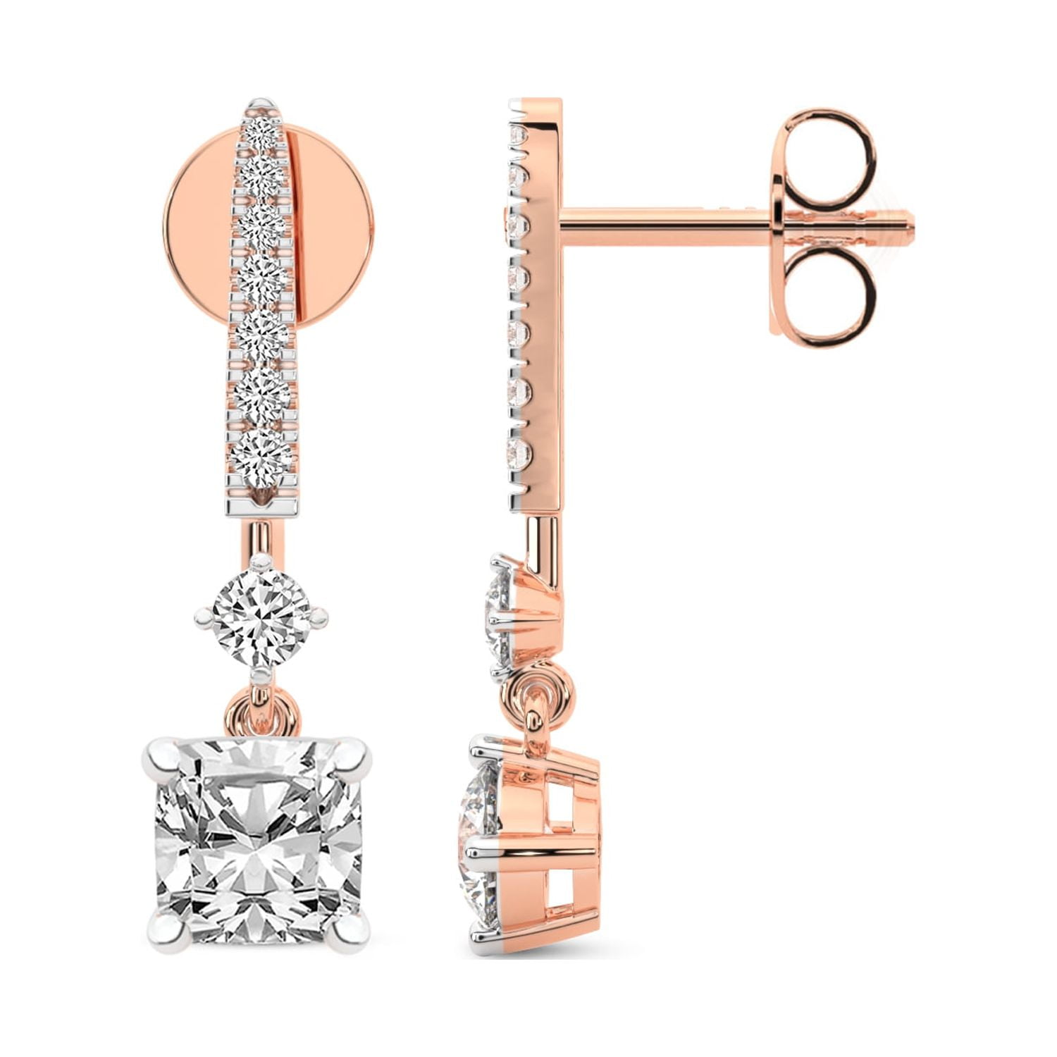 Diamond Dangle Earring | 2 Ct IGI Certified Cushion Shape Lab Grown ...