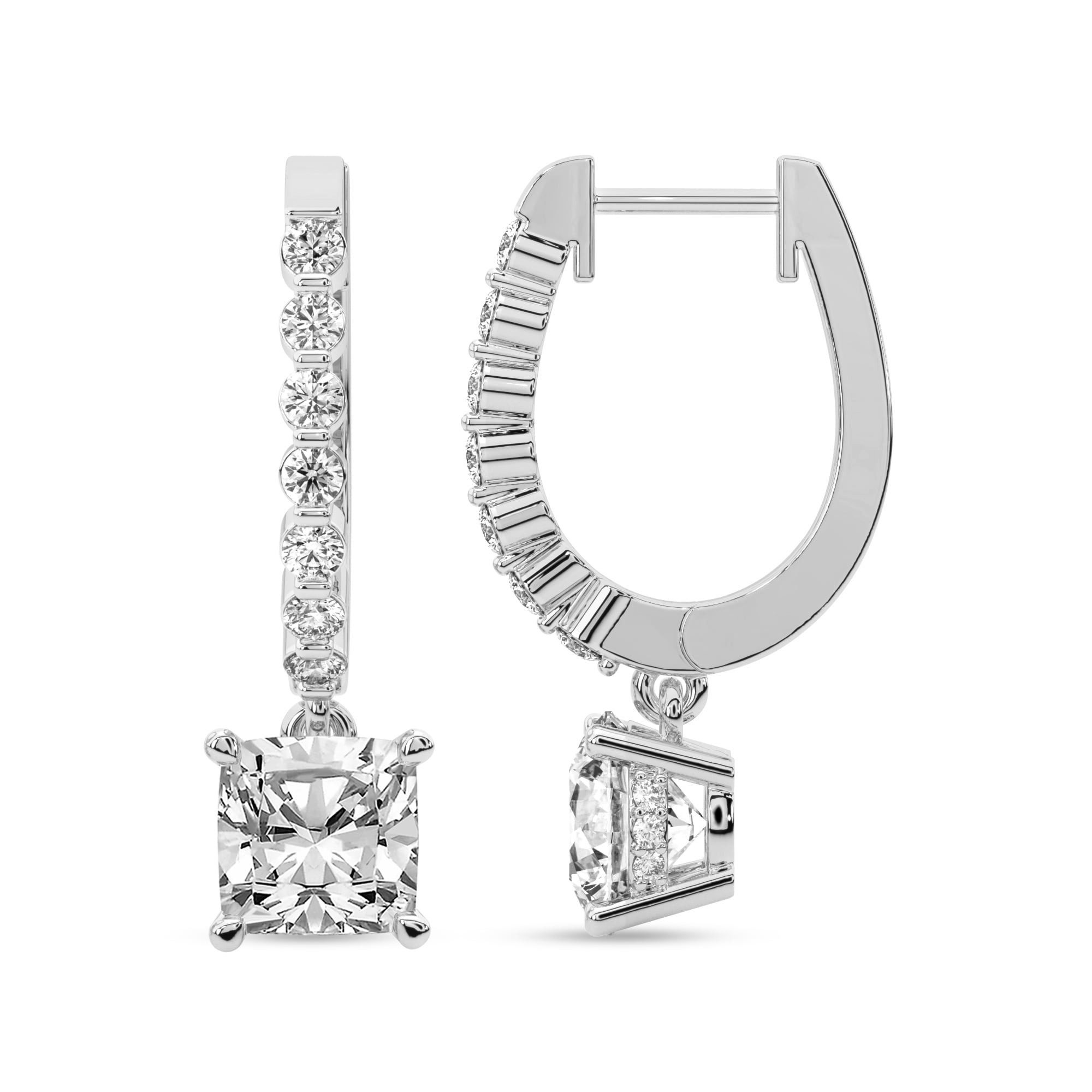 Diamond Dangle Earring | 3 Carat IGI Certified Cushion Shape Lab Grown ...