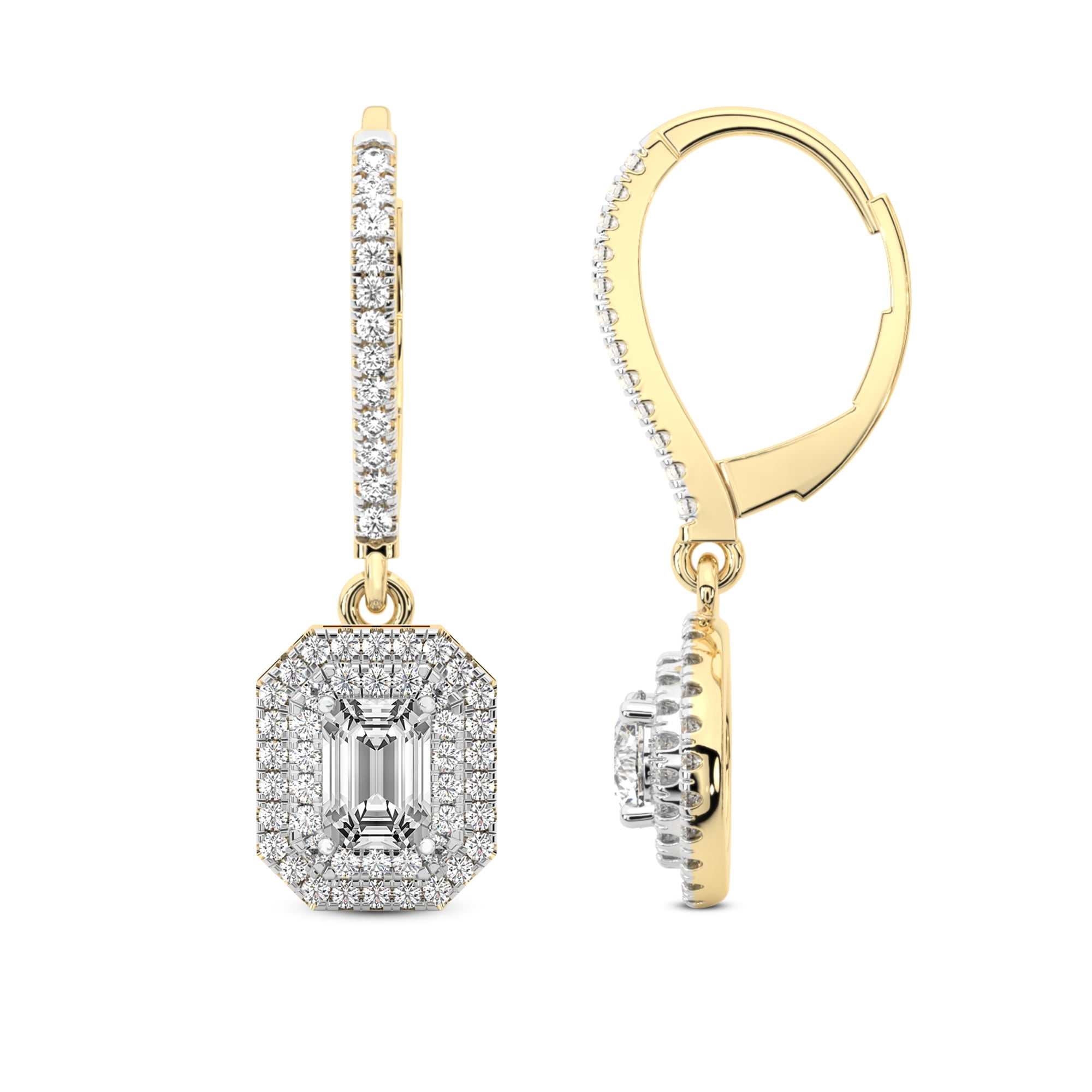 Diamond Dangle Earring| 3 Ct IGI Certified Emerald Shape Lab Grown ...