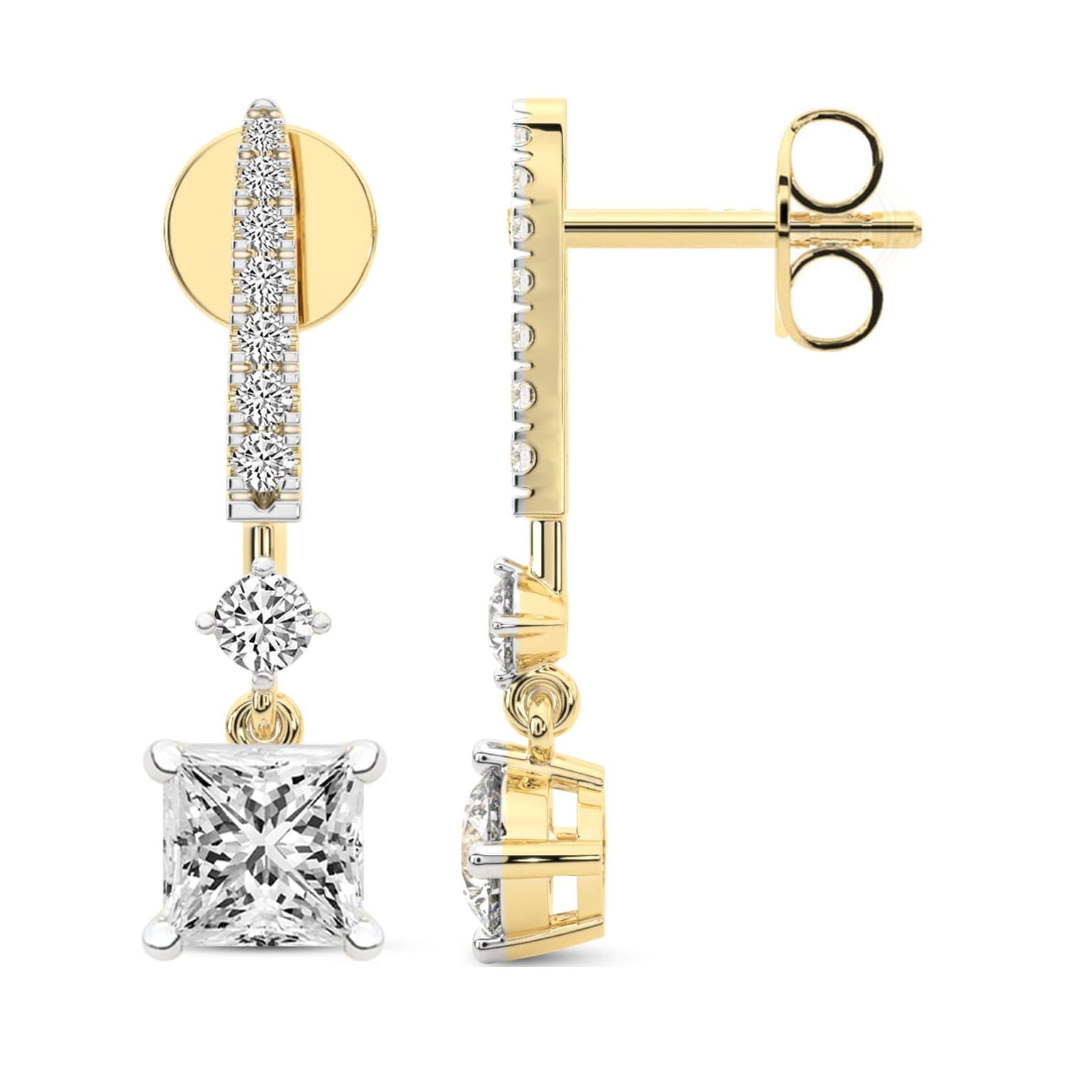 Diamond Dangle Earring| 3 Ct IGI Certified Princess Shape Lab Grown ...