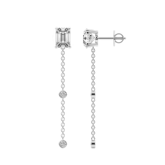 Diamond Dangle Earring | 4 Carat IGI Certified Emerald Shape Lab Grown ...