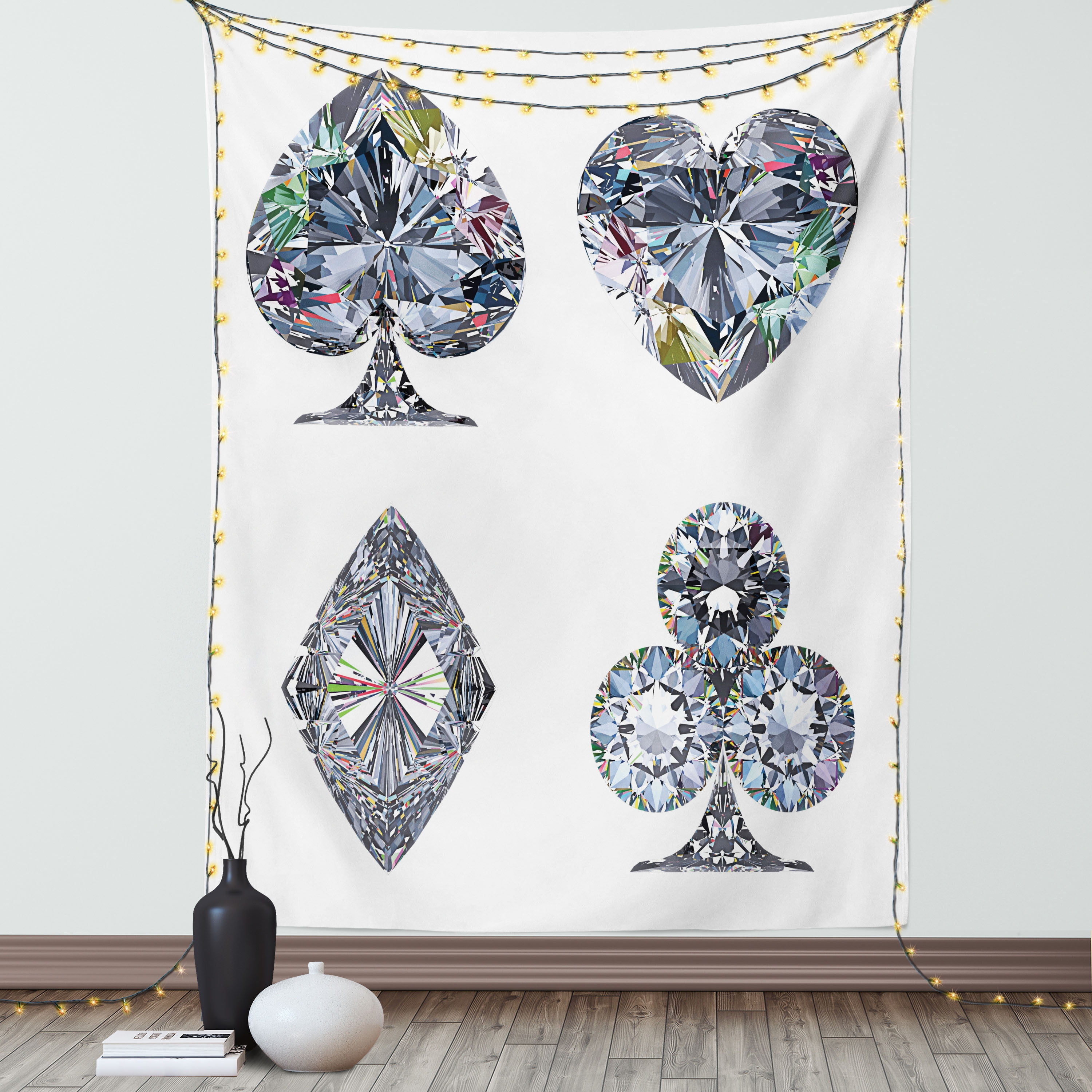 Diamond Decor Tapestry, Cards Diamonds Hearts Clubs Spades Casino Theme ...