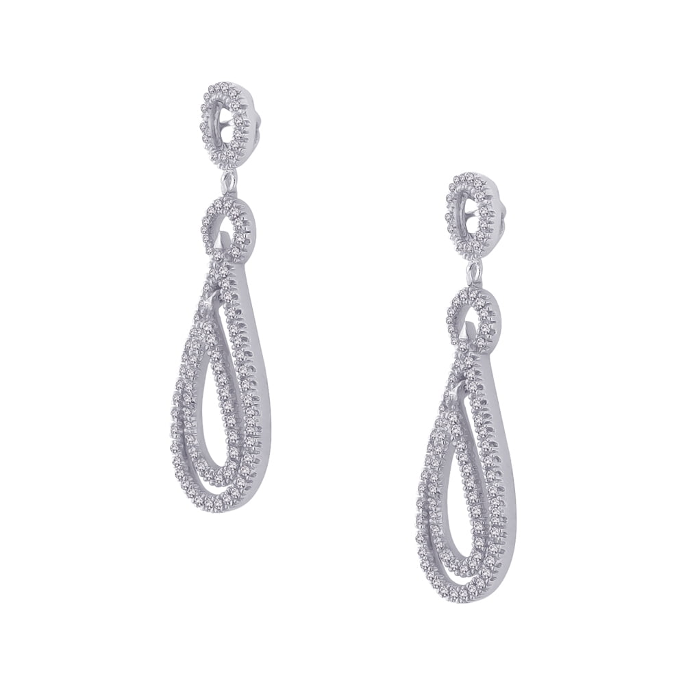 Diamond Detachable Teardrop Earring Jackets in 14K White Gold (1 cttw ...