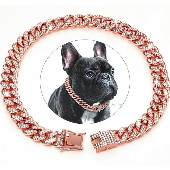 Diamond Dog Chain Collar Cuban Gold Chains for Dogs and Cats 15MM Bling ...