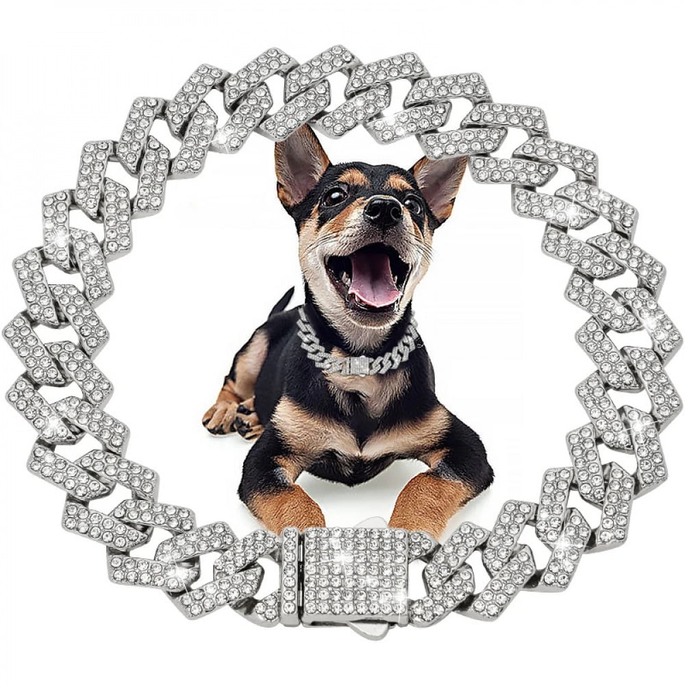 Diamond Dog Chain Collar Cuban Gold Chains for Dogs and Cats 15MM Bling ...