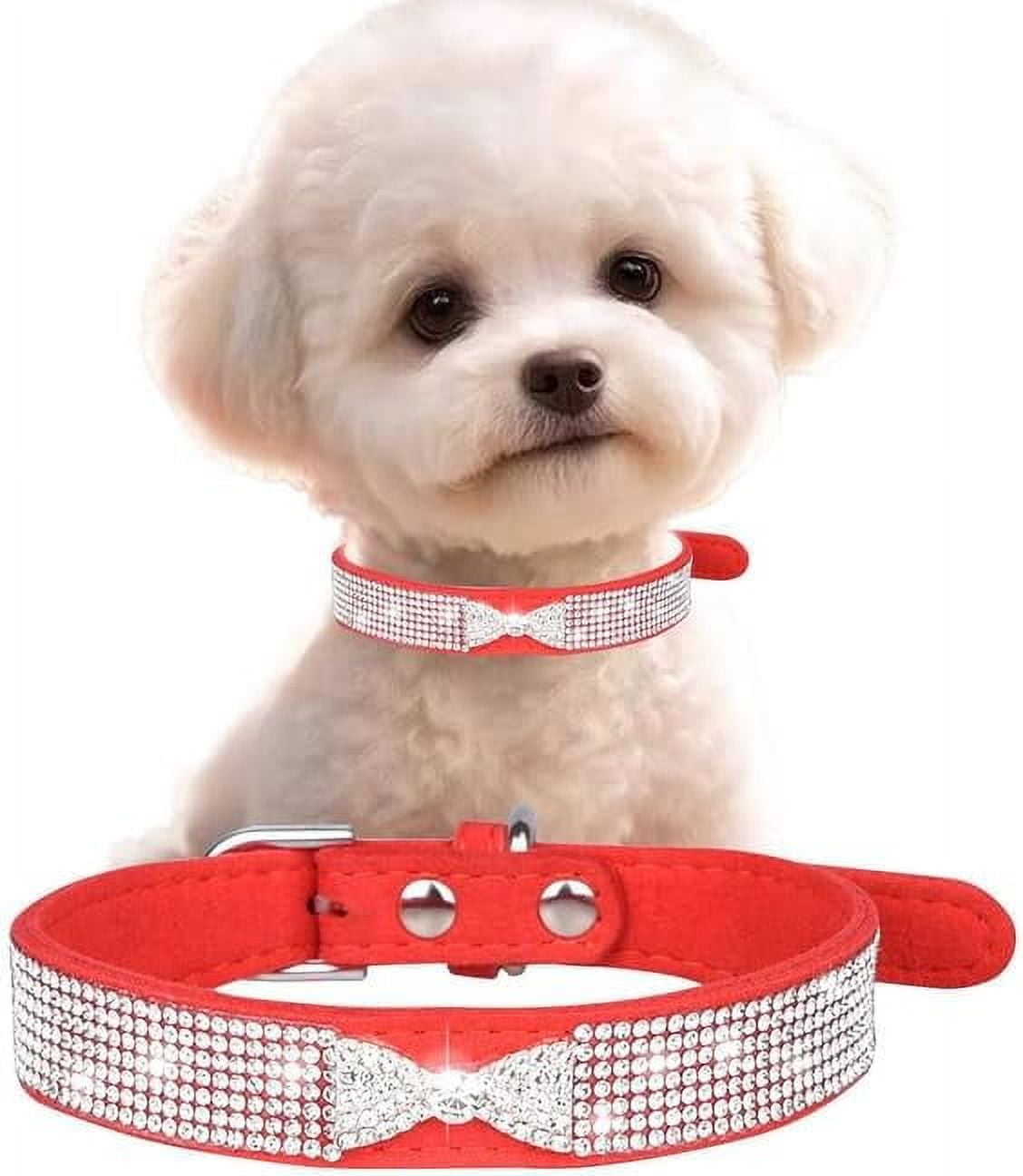 Diamond Dog Collars for Medium Dogs, Pretty Bow Crystal Bling Puppy ...