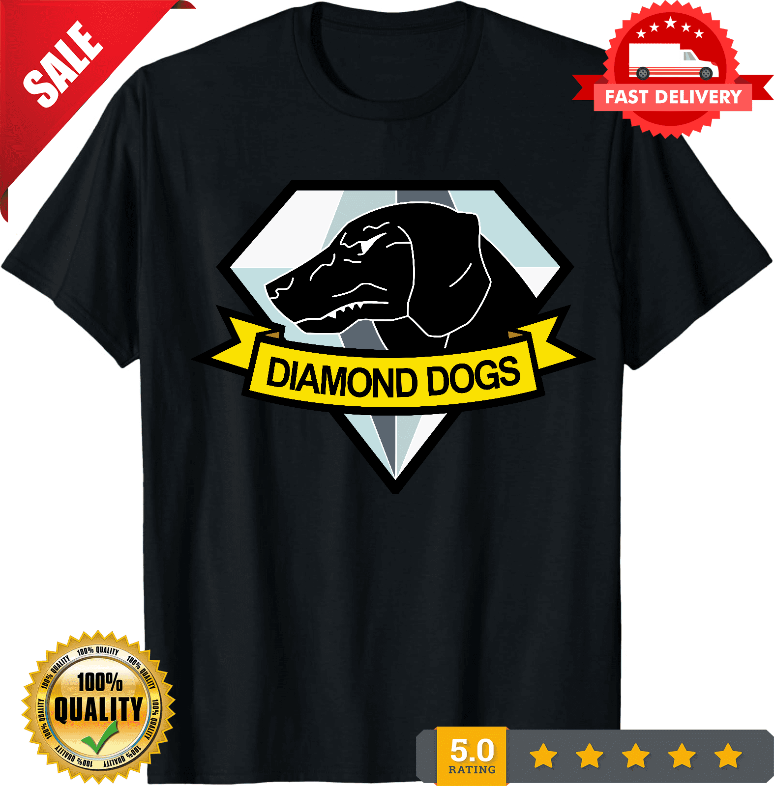 Diamond Dogs Logo Metal Gear Solid Black Green Navy T-Shirt Size S to ...