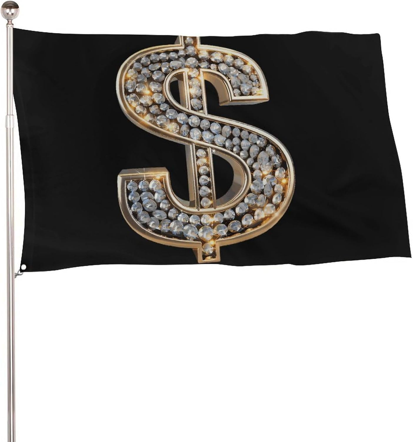 Diamond Dollar Sign Printed Flag with 2 Brass Grommets Banner Funny for ...