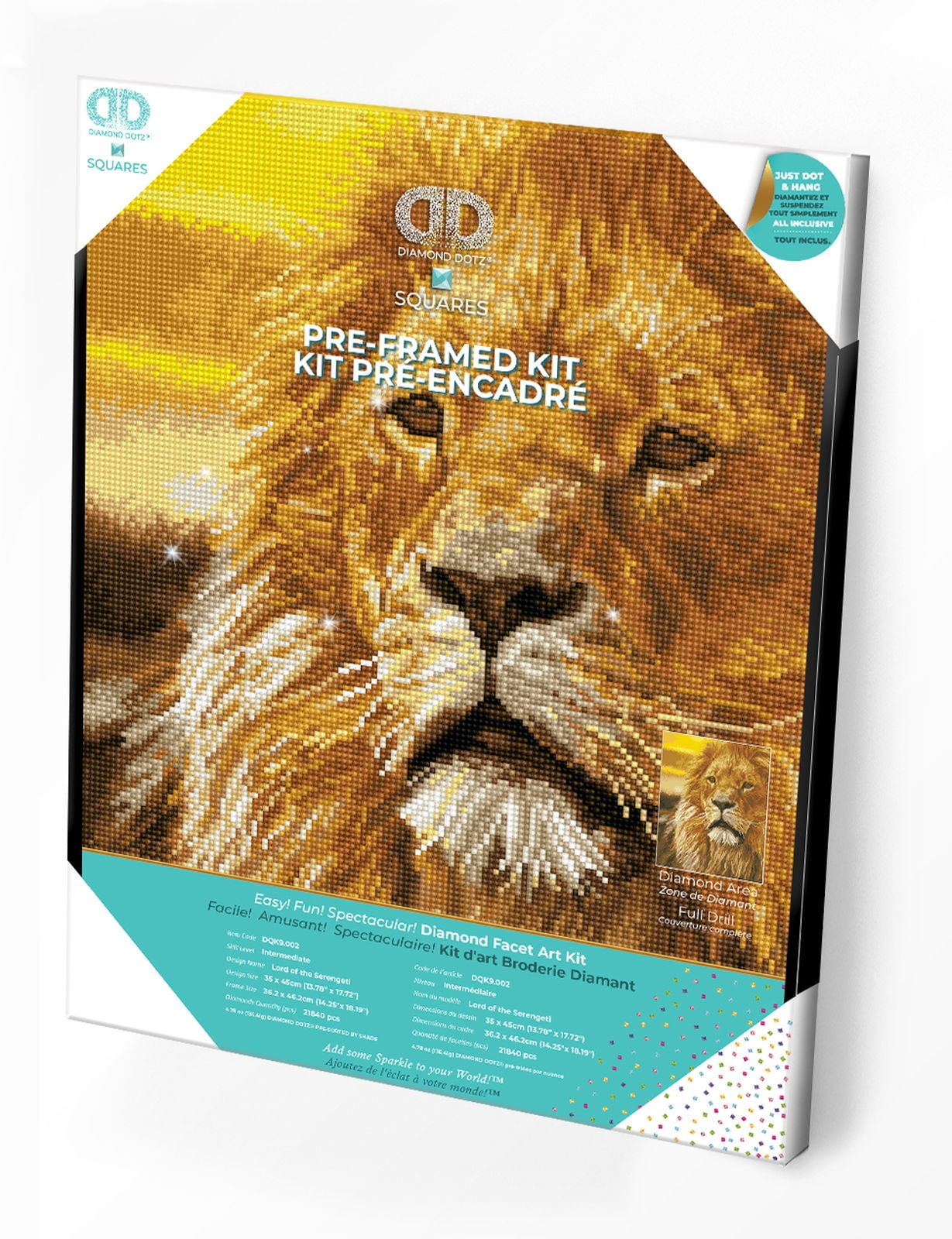 Diamond Dotz Lord of the Serengeti - Pre-Framed Kit Lion Diamond Painting Kits for Adults ...