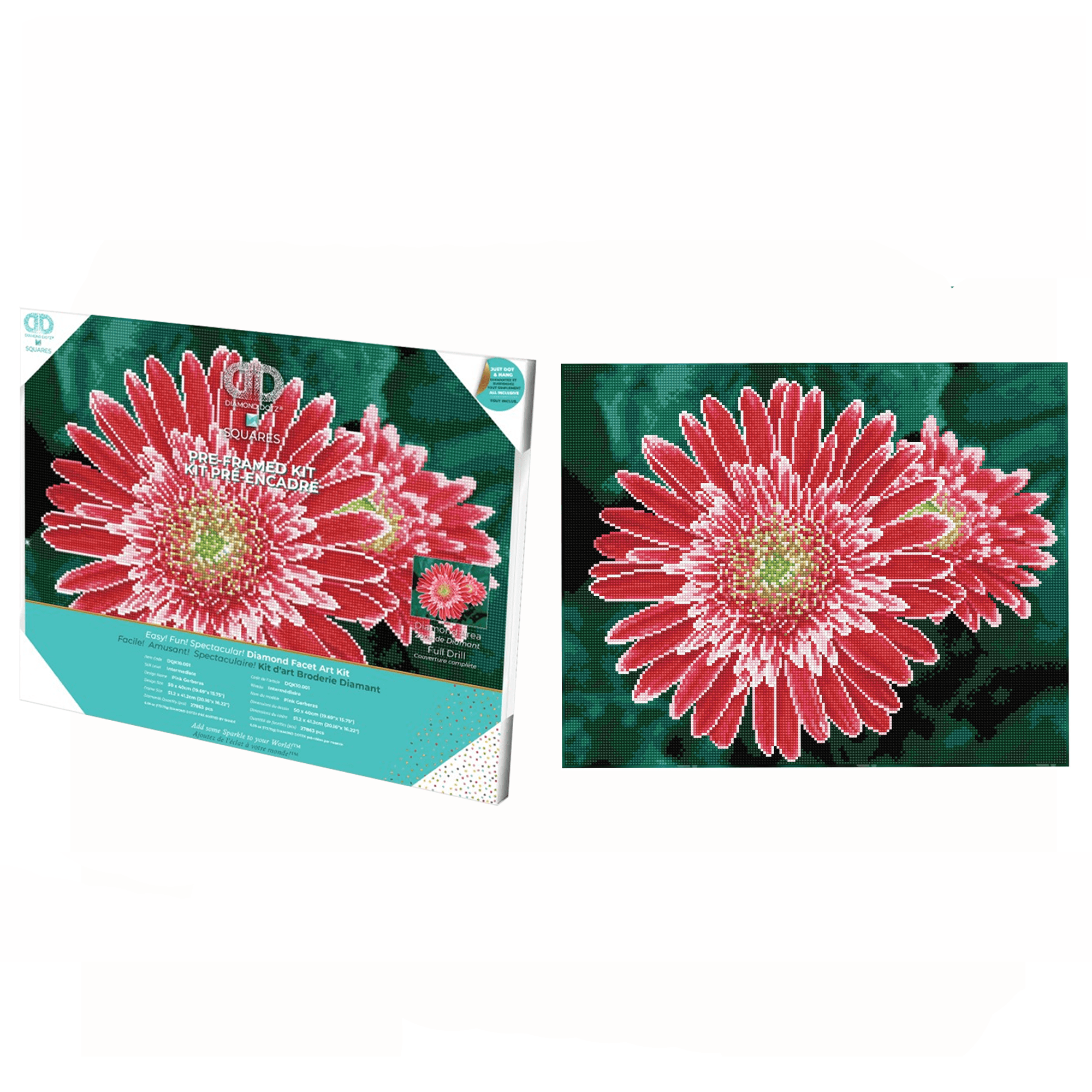 Diamond Dotz Pink Gerberas - Pre-Framed Kit Flower Diamond Painting ...