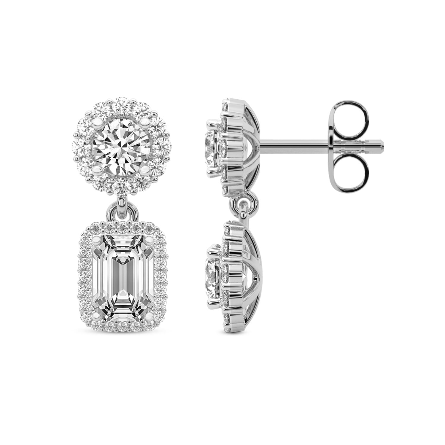 Diamond Double Halo Earring| 10 Ct IGI Certified Emerald Shape Lab ...