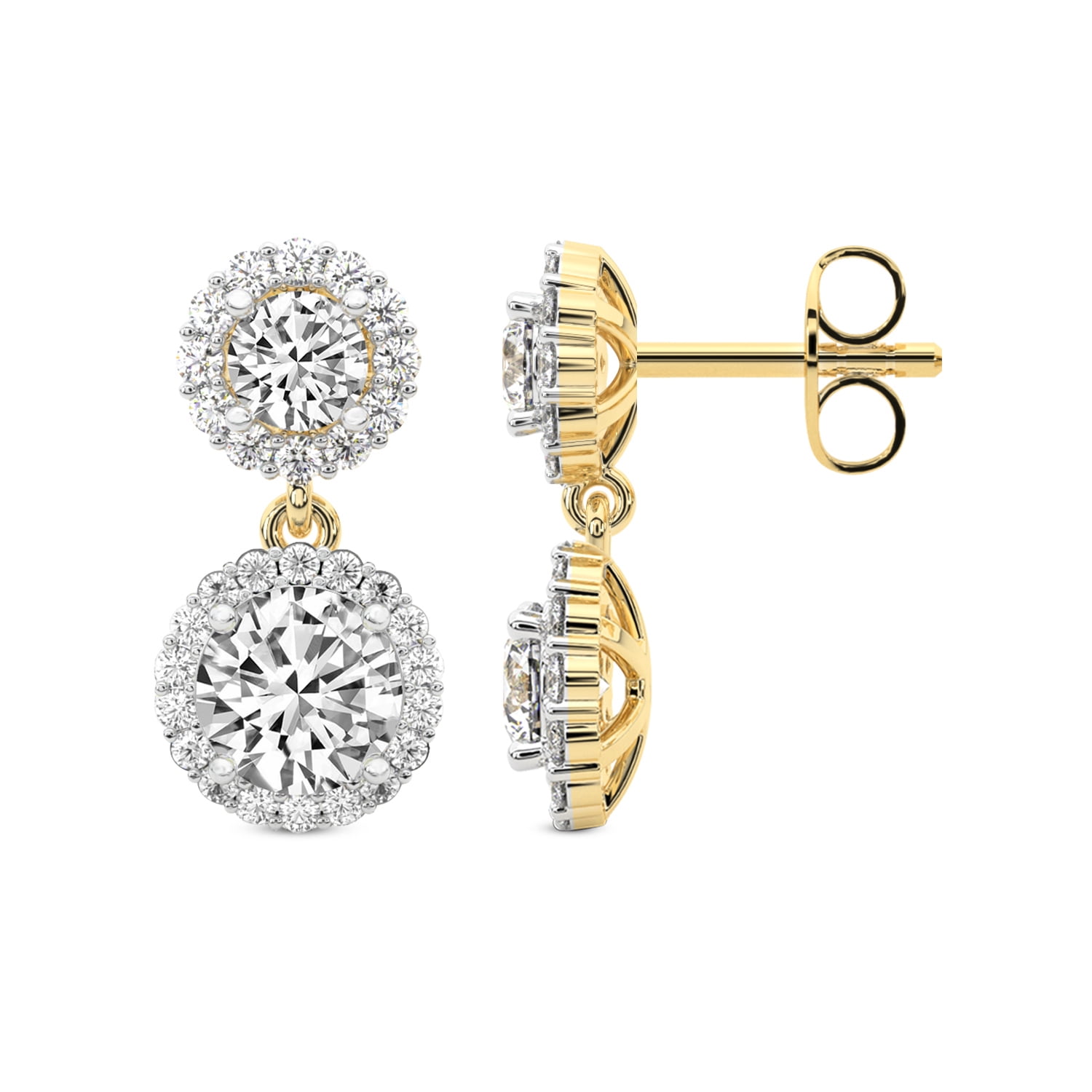 Diamond Double Halo Earring| 10 Ct IGI Certified Round Shape Lab Grown ...