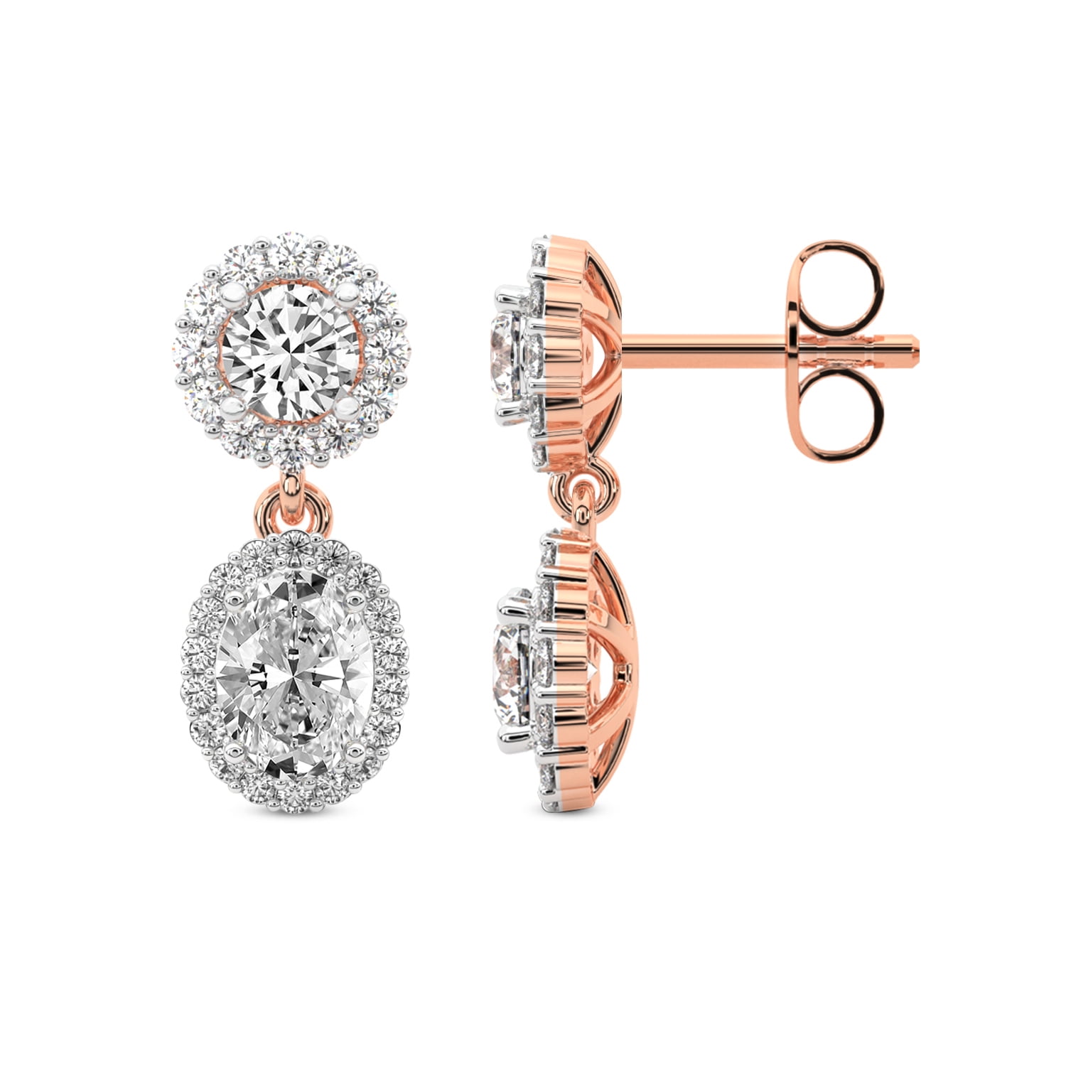 Diamond Double Halo Earring | 4 Ct IGI Certified Oval Shape Lab Grown ...