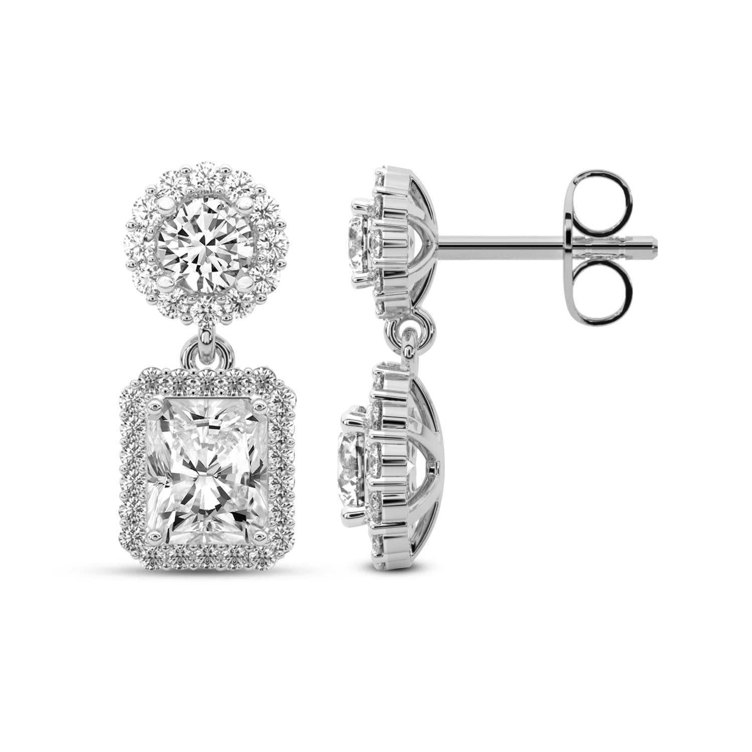Diamond Double Halo Earring| 8 Ct IGI Certified Radiant Shape Lab Grown ...