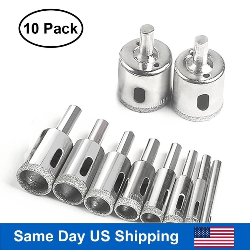 Diamond Drill Bit for Glass, 10-Pack Micro Diamond Hole Saw for ...