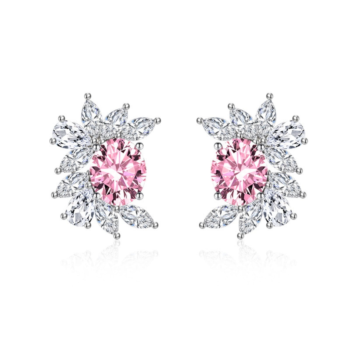 Diamond Earrings for Women S925 Silver Needle Colored Treasure Ruby ...