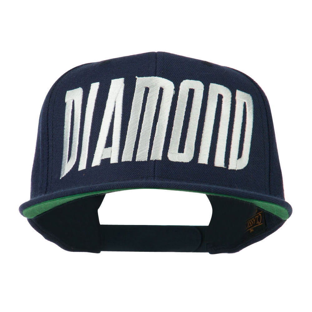Diamond Embroidered 6 Panel Cap - Navy OSFM - Walmart.com
