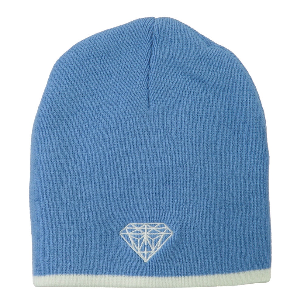Diamond Embroidered Short Beanie - Sky White OSFM - Walmart.com
