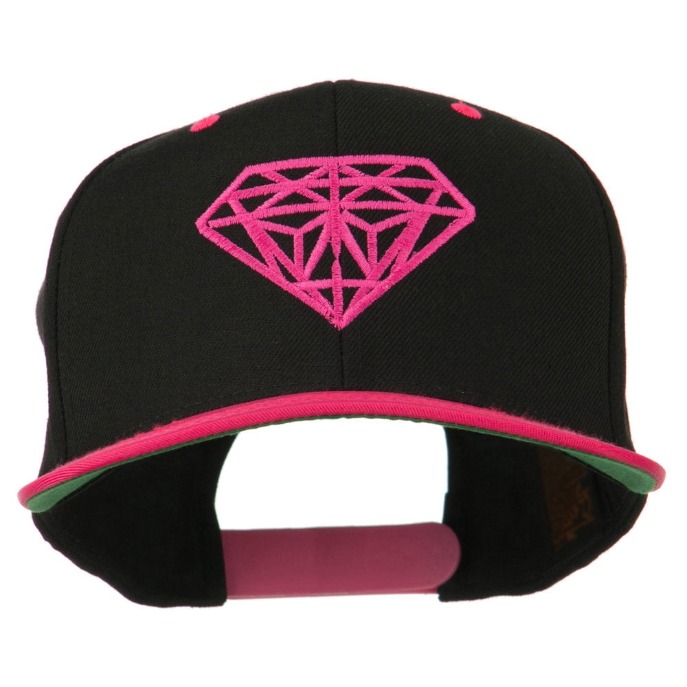 Diamond Embroidered Snapback Two Tone Cap - Black Pink OSFM - Walmart.com