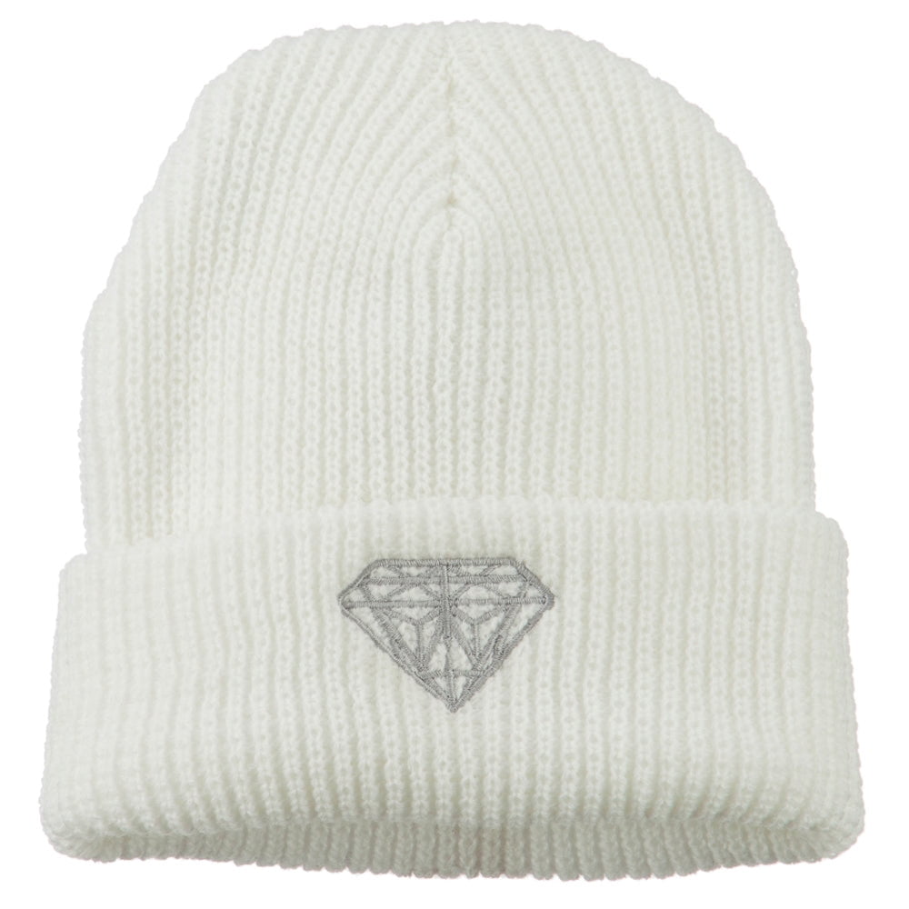 Diamond Embroidered Watch Cap - White OSFM - Walmart.com