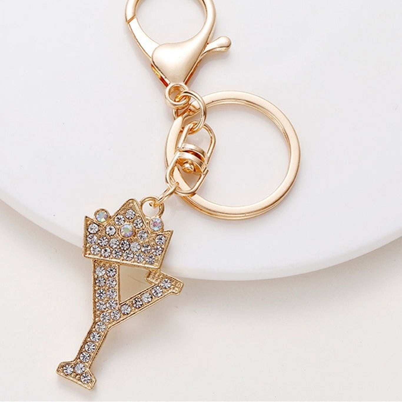 Diamond-Encrusted Metal Initial Letter A-Z Key Chain: Zinc Alloy ...