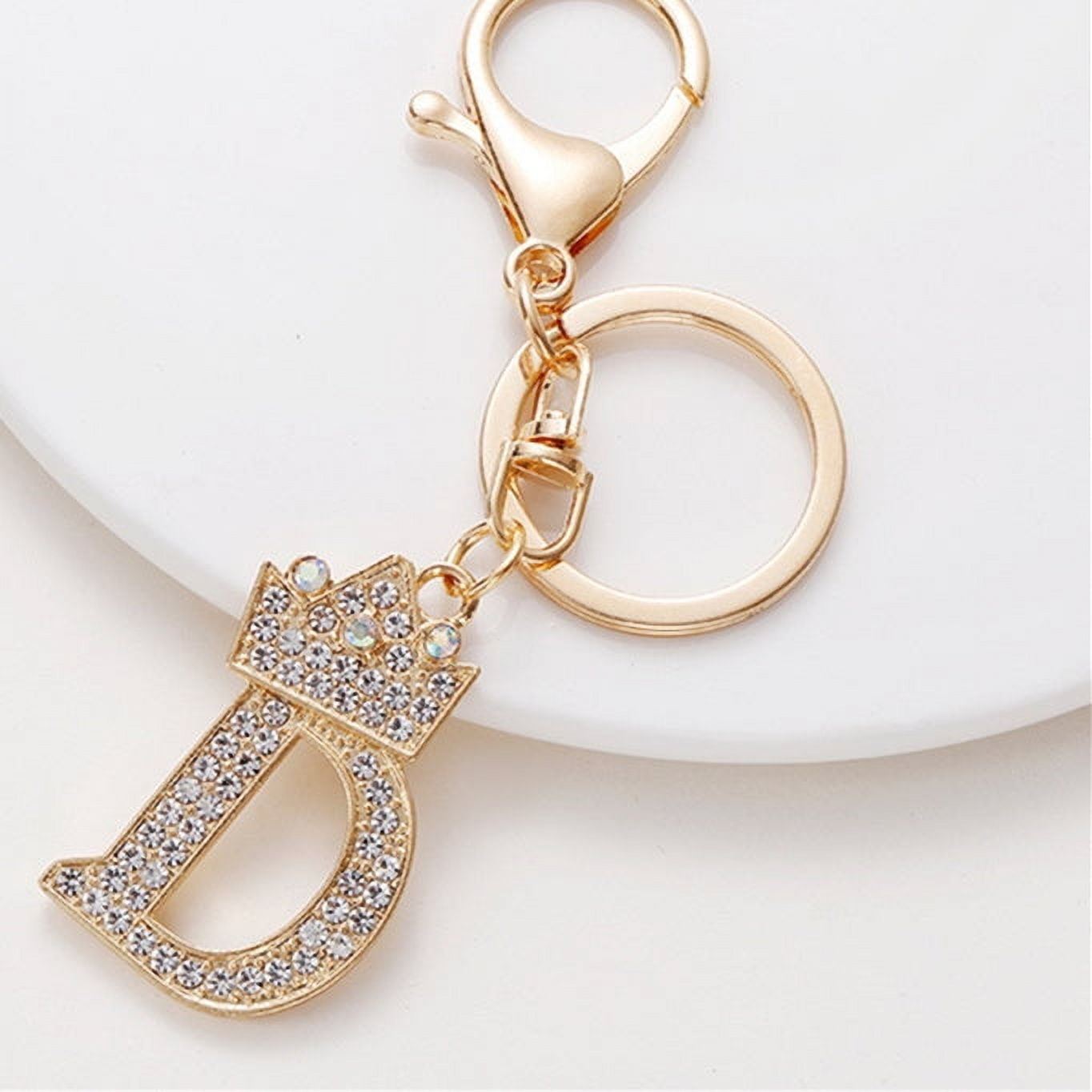 Initial Letter Keychain A to Z Metal Alphabet Keyring with Diamond ...