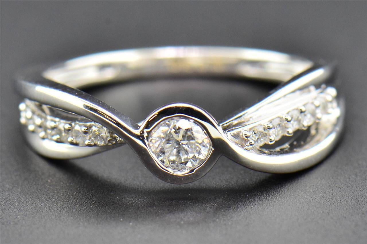 Diamond Engagement Ring Solitaire Round Cut 10K White Gold Swivel 0.35 ...