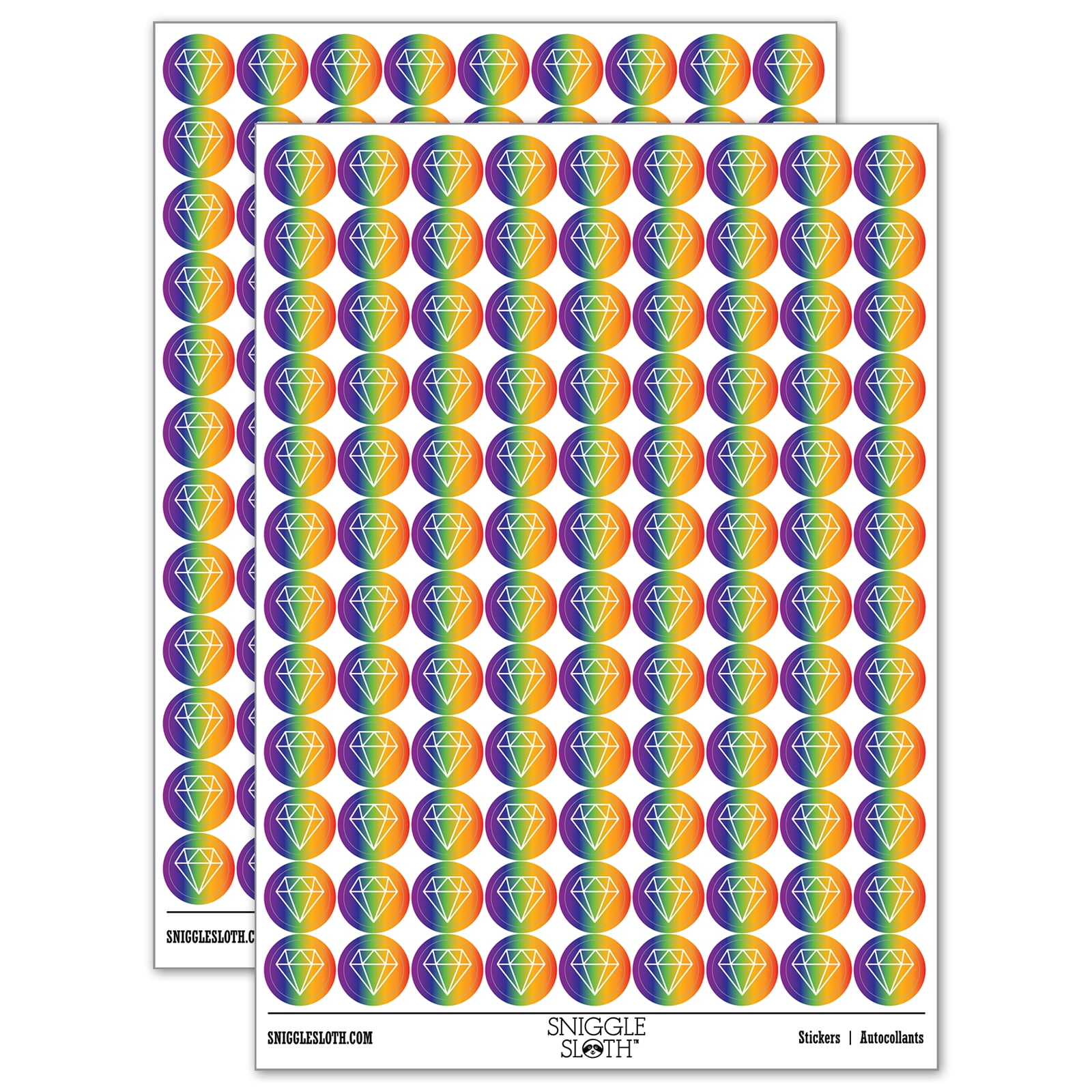 Diamond Engagement 200+ Round Stickers - Rainbow - Matte Finish - 0.50 ...