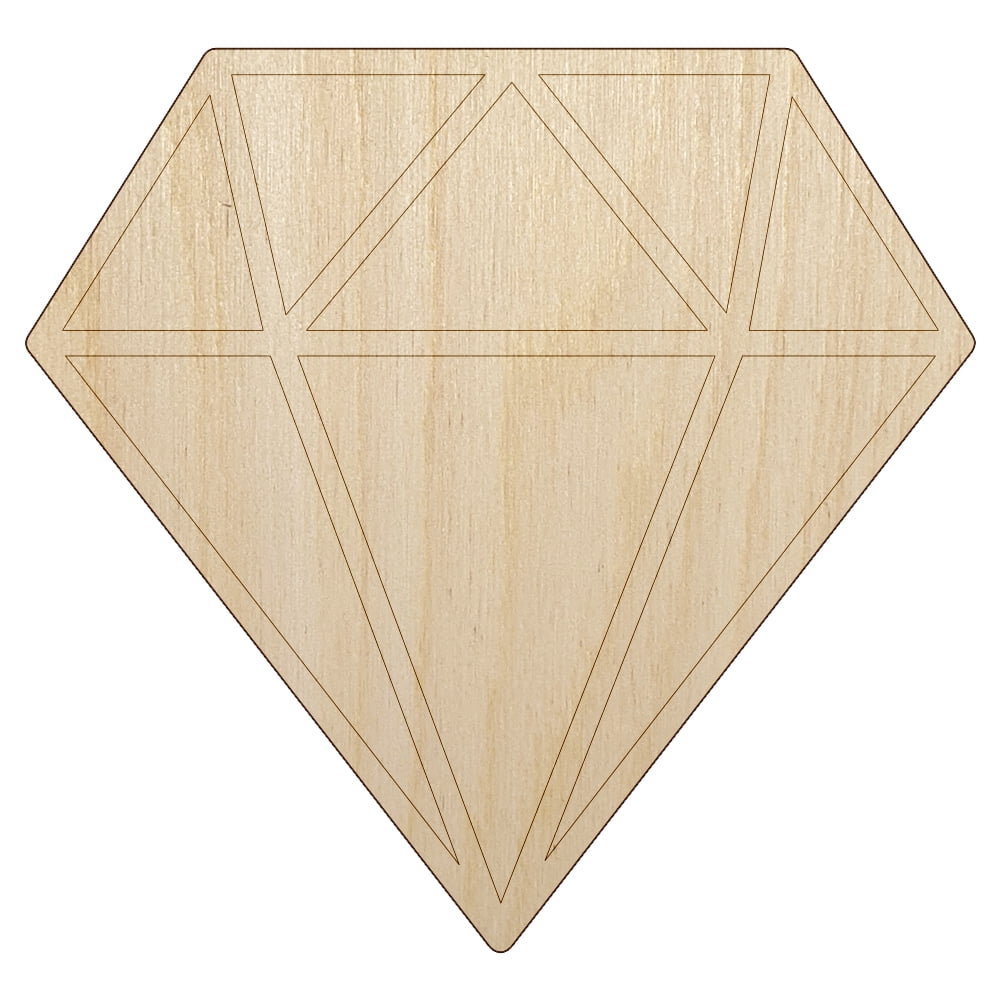 Diamond Engagement Wood Shape Unfinished Piece Cutout Craft DIY ...