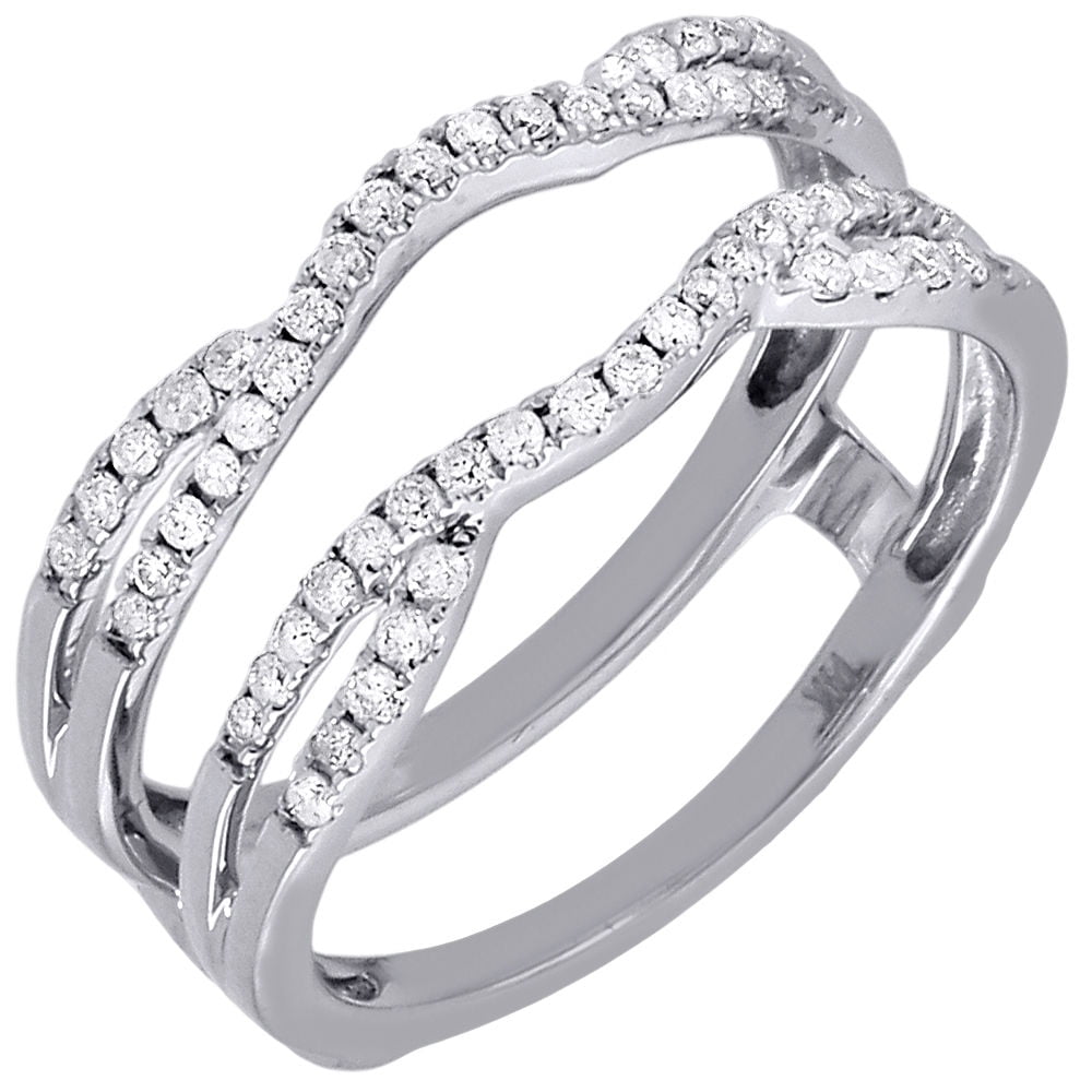 Diamond Enhancer Wrap Solitaire Engagement Ring Swivel 14K White Gold 0 ...