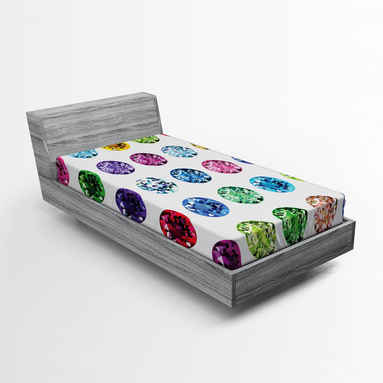 Diamond Fitted Sheet, Round Oval Gems Diamonds Emerald Supreme Sublime ...