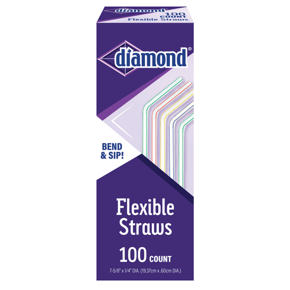 Diamond® Flexible Straws, includes 12 Packs of 100 Straws – 1200 Total ...