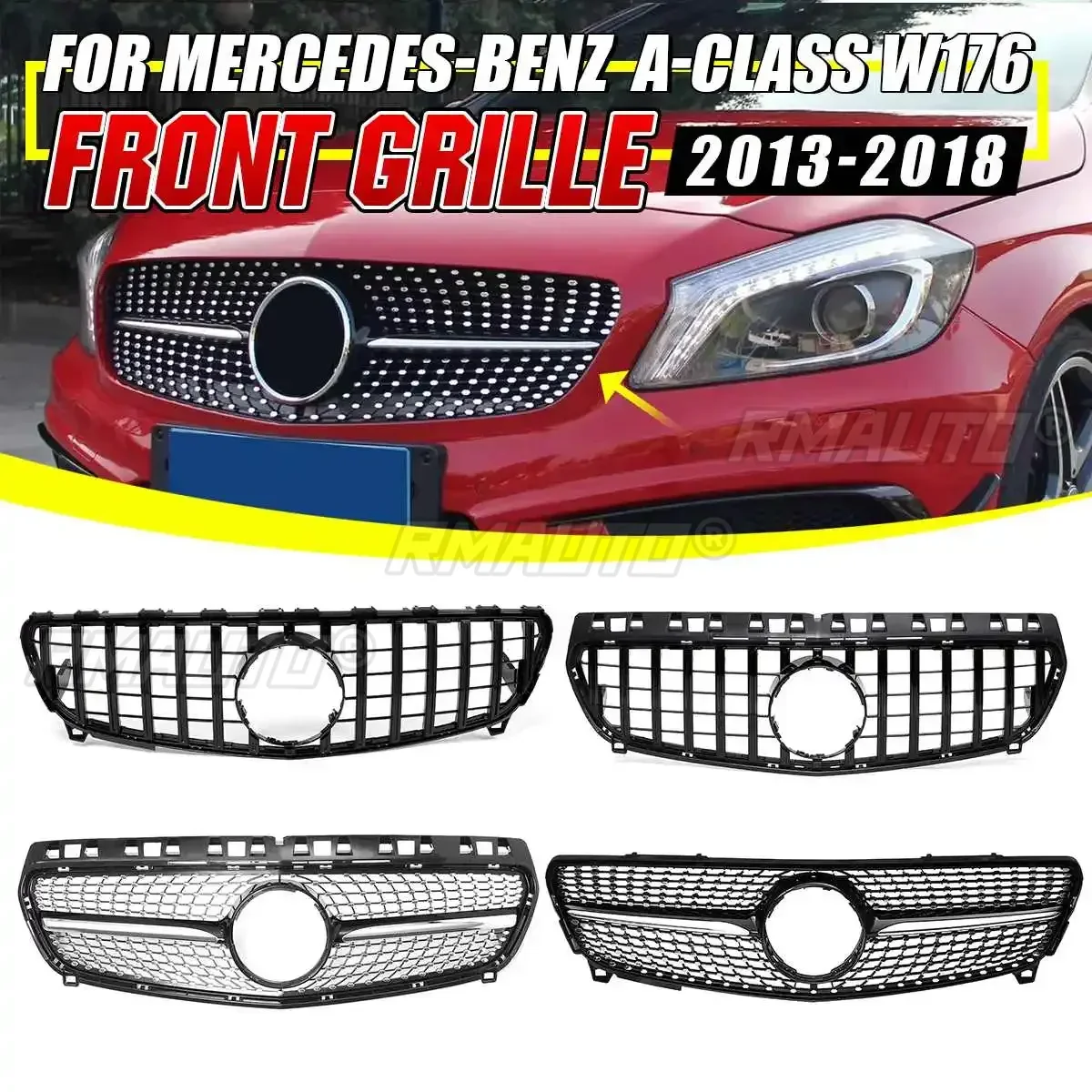 Diamond/GTR Style Car Front Bumper Grill For Mercedes For Benz W176 A ...