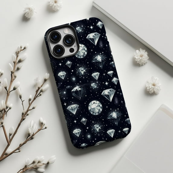 Diamond Gem Pattern Phone Case Luxe Birthstone Art Gift 17 through 11 ...