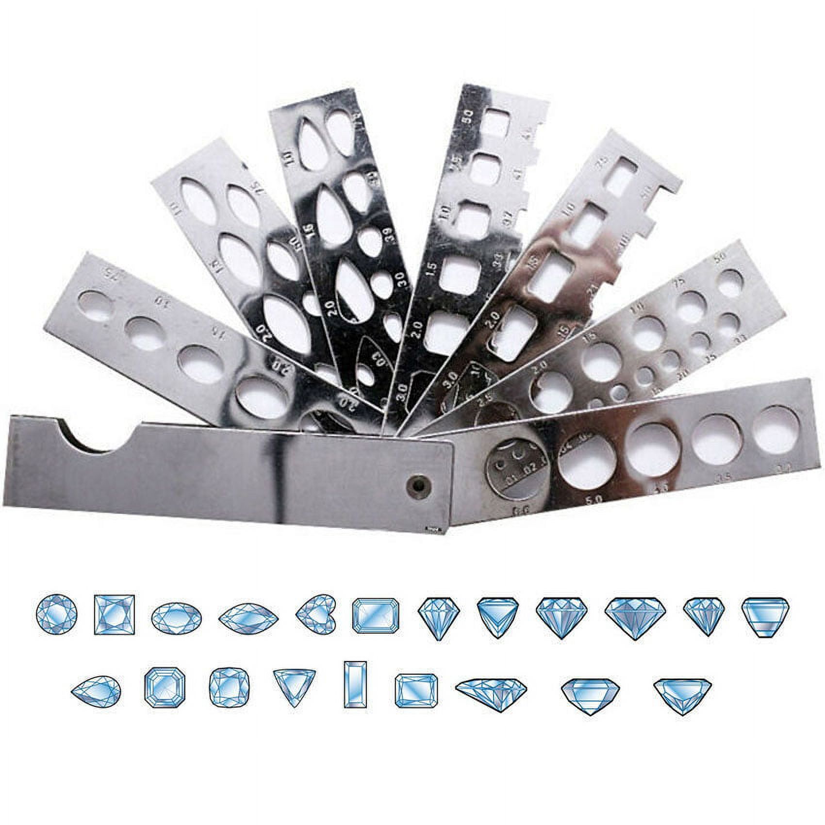 Diamond Gemstone Gem Stone Bead Jewelry 7 Blade Fan Gauge Gage Measure ...
