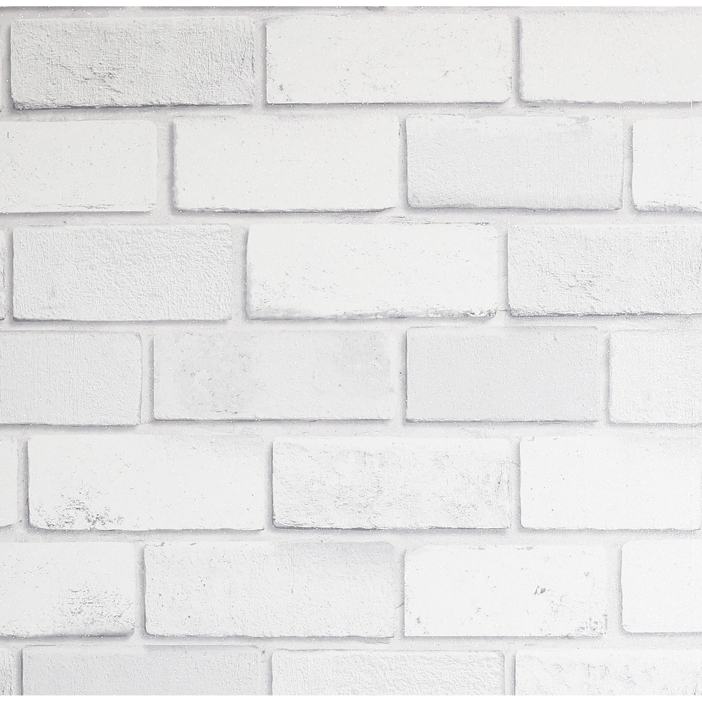 Diamond Glitter Brick Vinyl Wallpaper - 20.8 in. W x 33 ft. L White ...