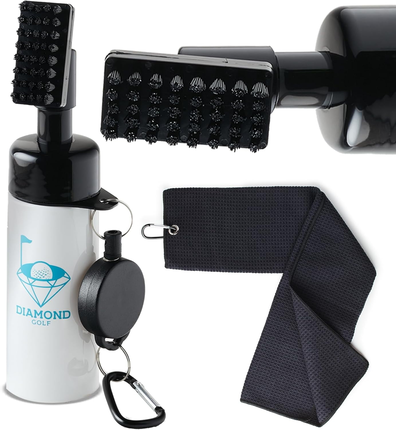 Diamond Golf Club Brush with Water - Premium Golf Brush and Towel Set ...