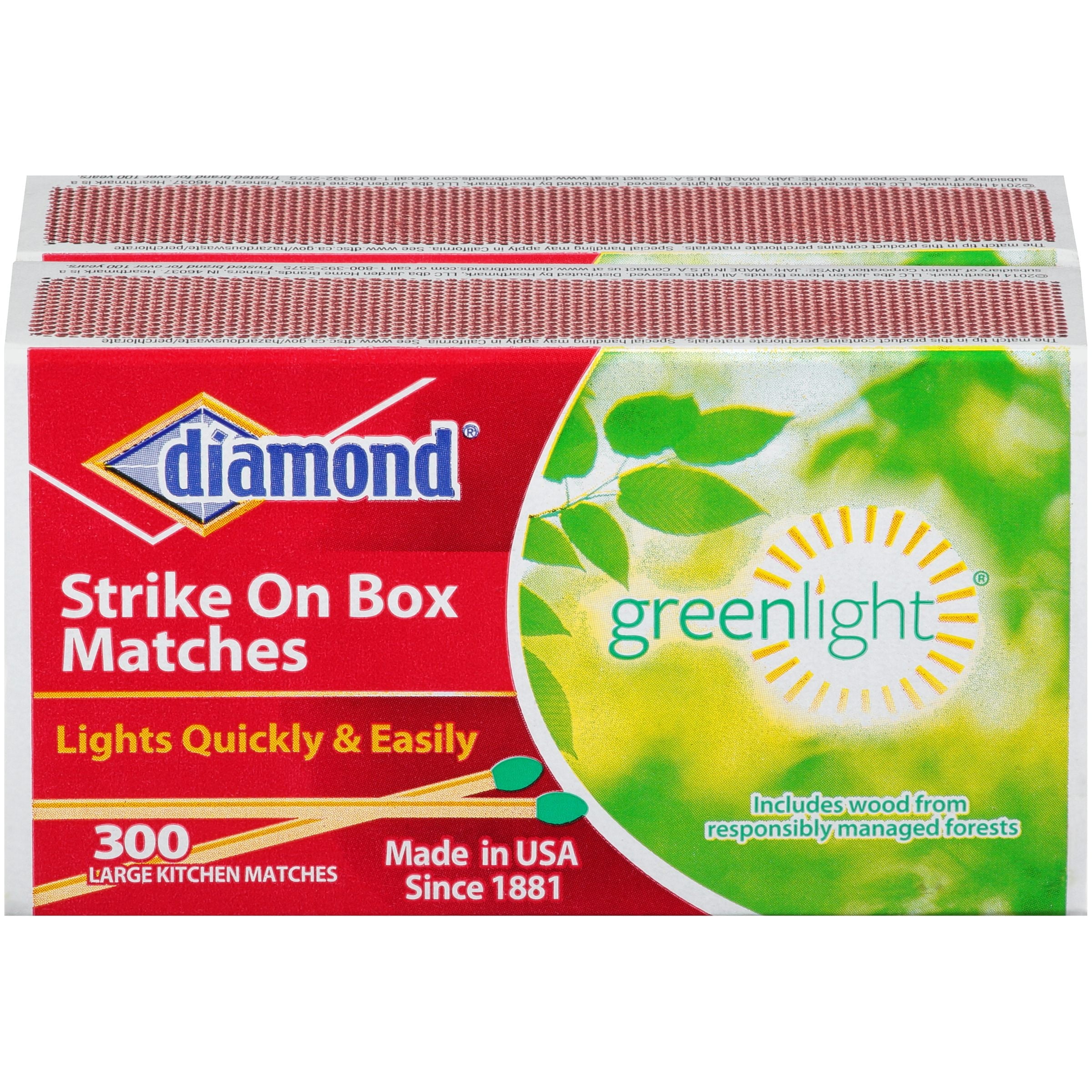 Diamond Greenlight Strike Box Matches, 300 Count 2-Pack, Ideal for ...